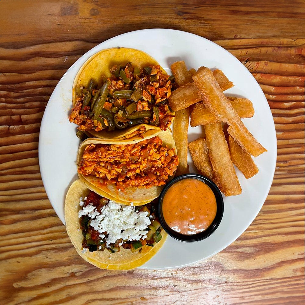 3 Tacos with Yuca Frita | Fiesta and Tequila